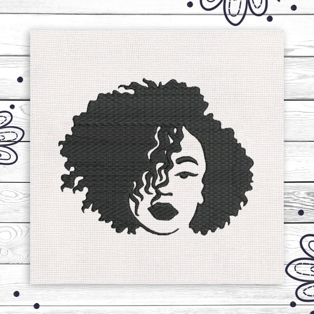Afro Woman Embroidery Design Black Woman Stitching Scheme Afro Hair ...