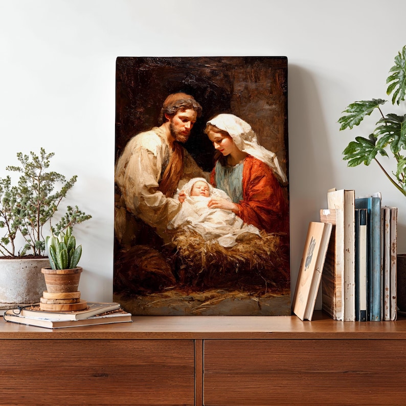 Nativity Scene Wall Art Framed: Holy Family, Birth of Jesus - Etsy