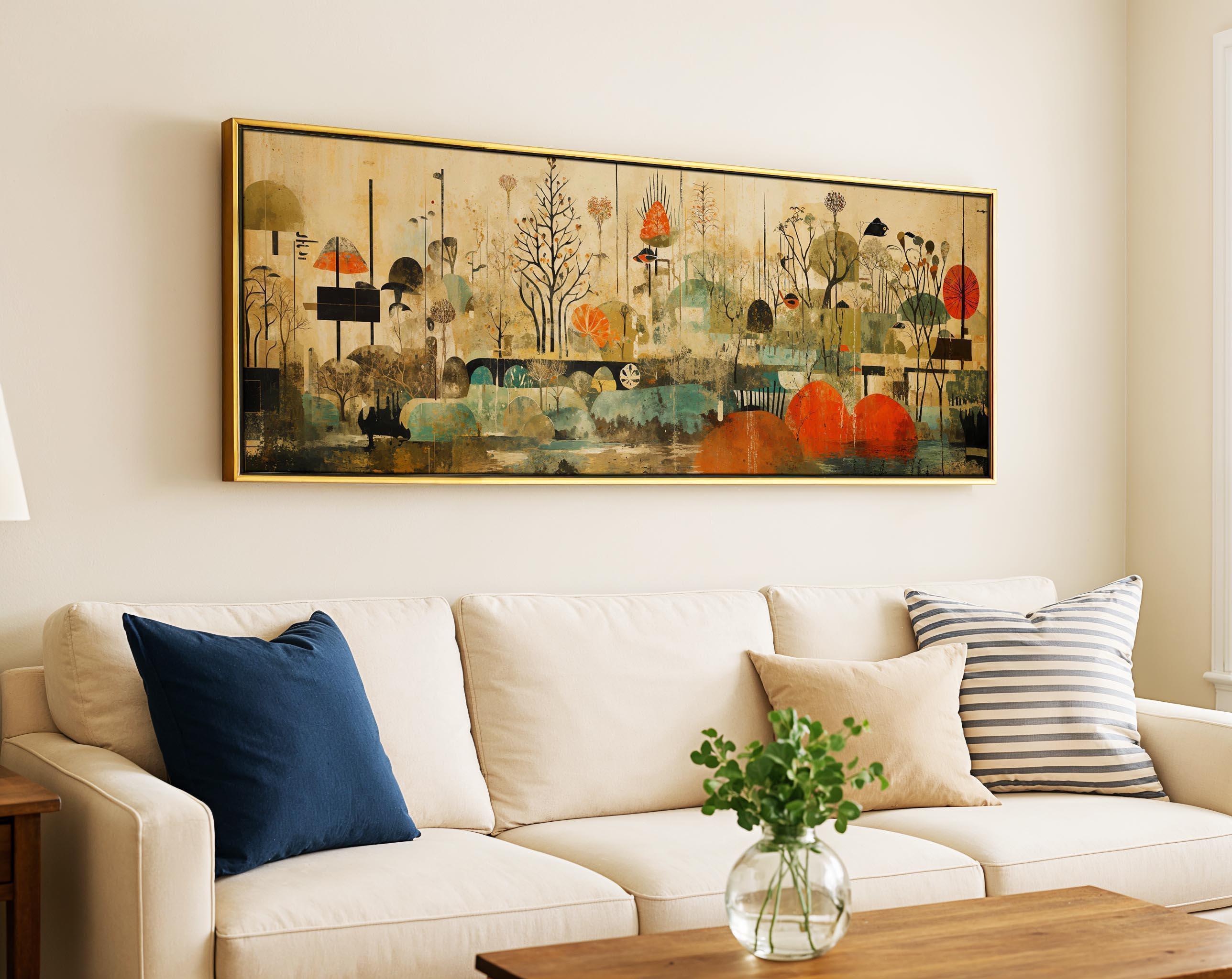 Horizontal Framed Wall Art: Abstract Landscape, Boho Decor - Etsy