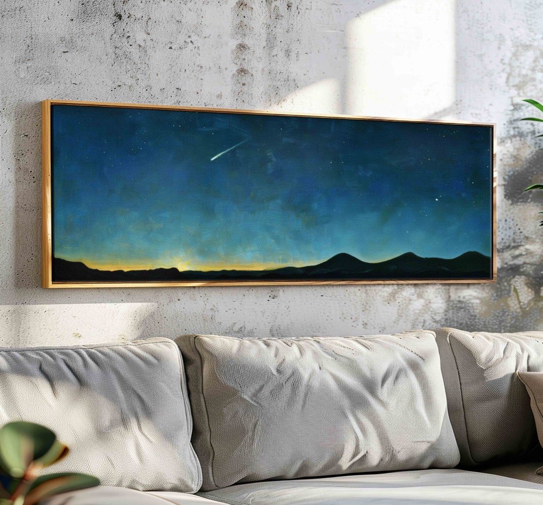 Evening Sky With Comet, Calm Wall Art Framed, Horizontal Landscape Wall ...