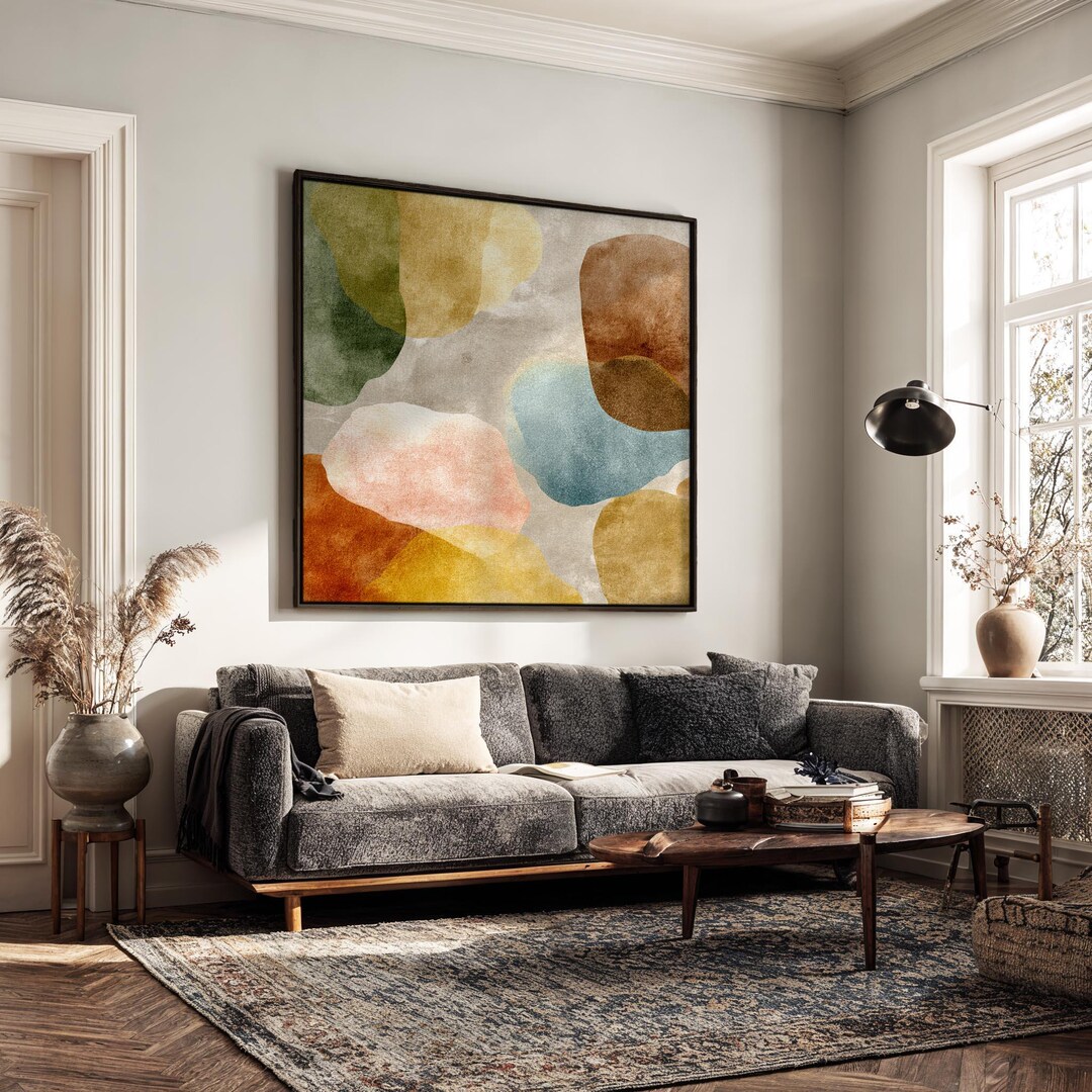 Abstract Colorful Large Square Minimalist Wall Art Framed - Etsy