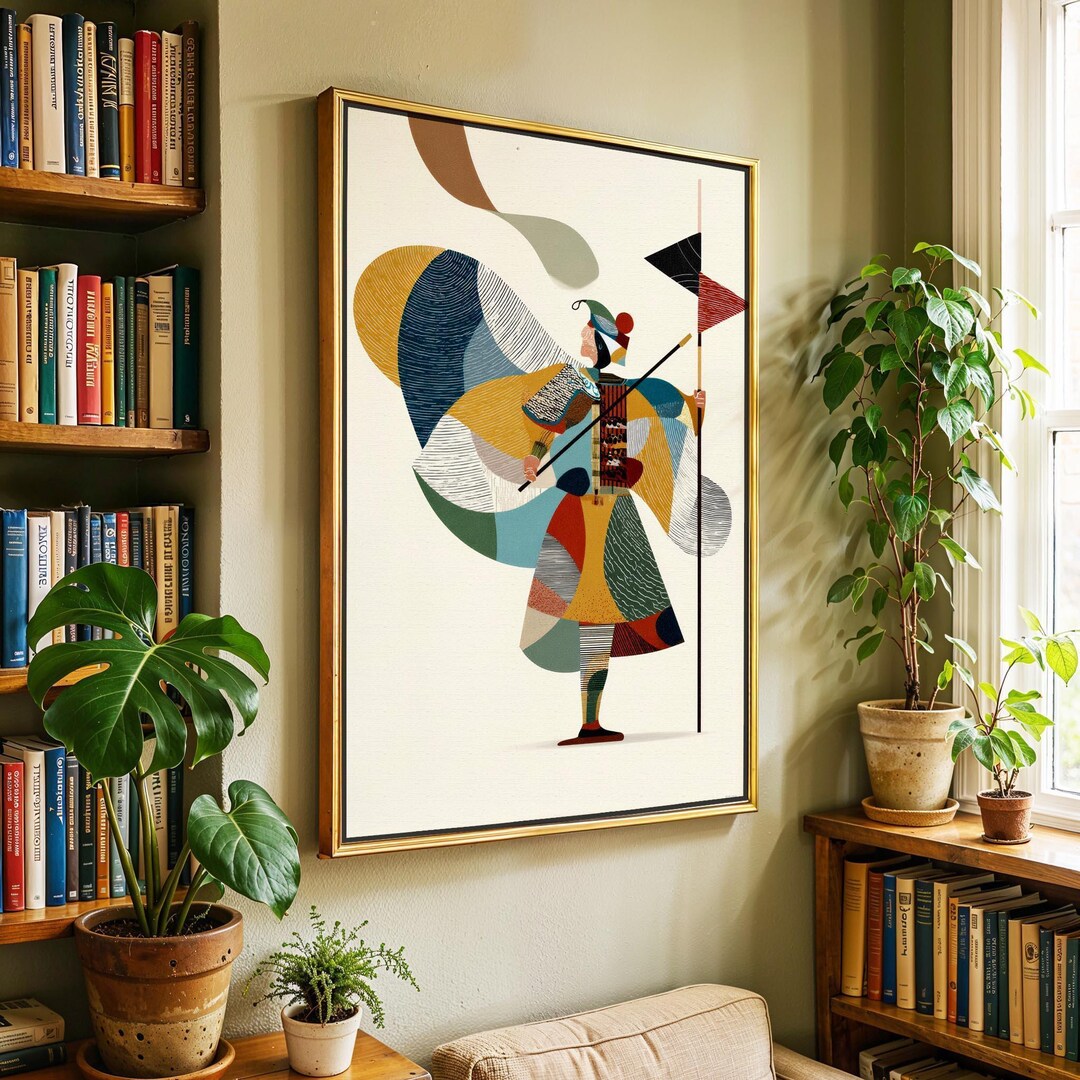 Modern Abstract Herald Art Print, Mid-century Geometric Figure Wall ...