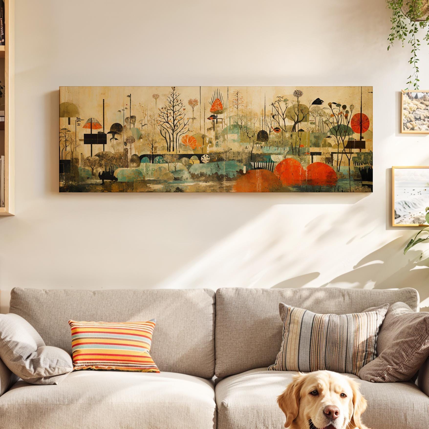 Horizontal Framed Wall Art: Abstract Landscape, Boho Decor - Etsy