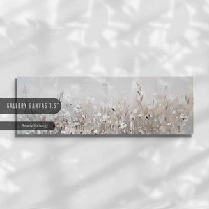 White Floral Wall Art Framed, Minimalist Horizontal Wall Art, Abstract ...