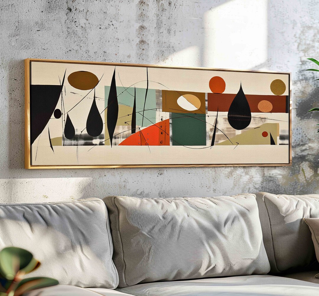 Mid Century Modern Horizontal Wall Art Framed - Panoramic Print - Ultra ...