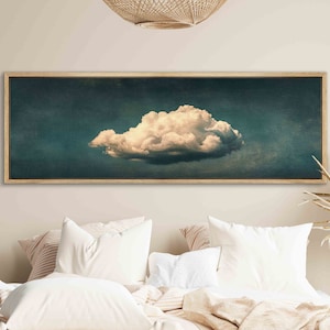 Vintage Moody Cloud Wall Art Framed, Panoramic Minimalist Wall Art ...