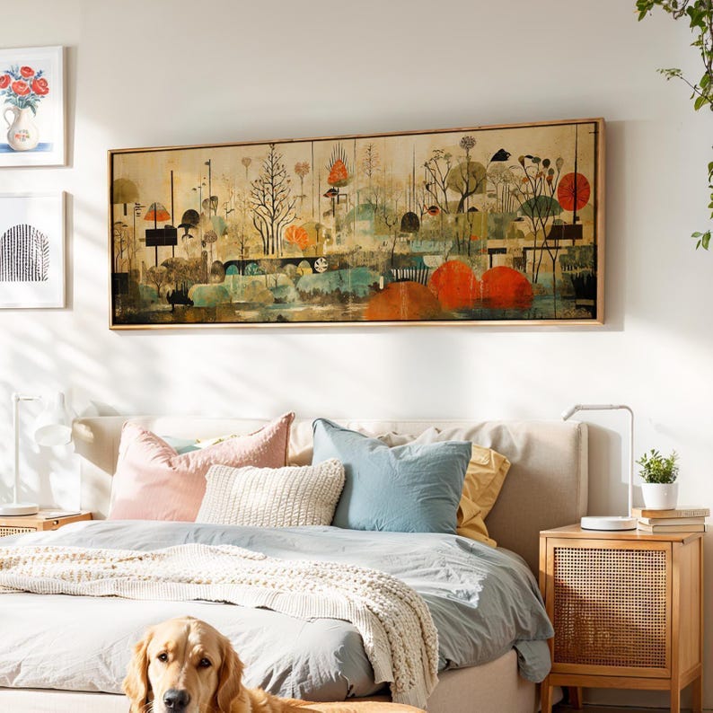 Horizontal Framed Wall Art: Abstract Landscape, Boho Decor - Etsy