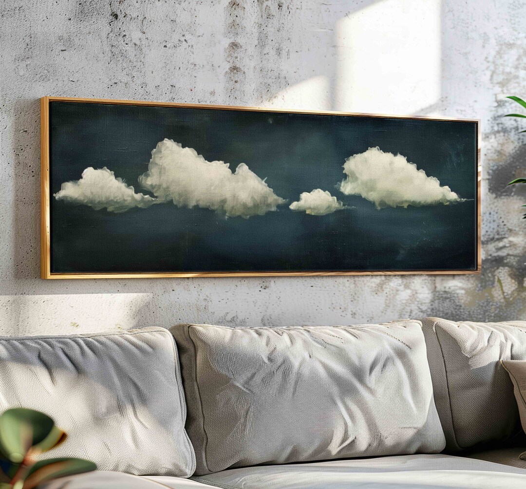 Vintage Moody Cloud Wall Art, Minimalist Moody Wall Art Framed ...