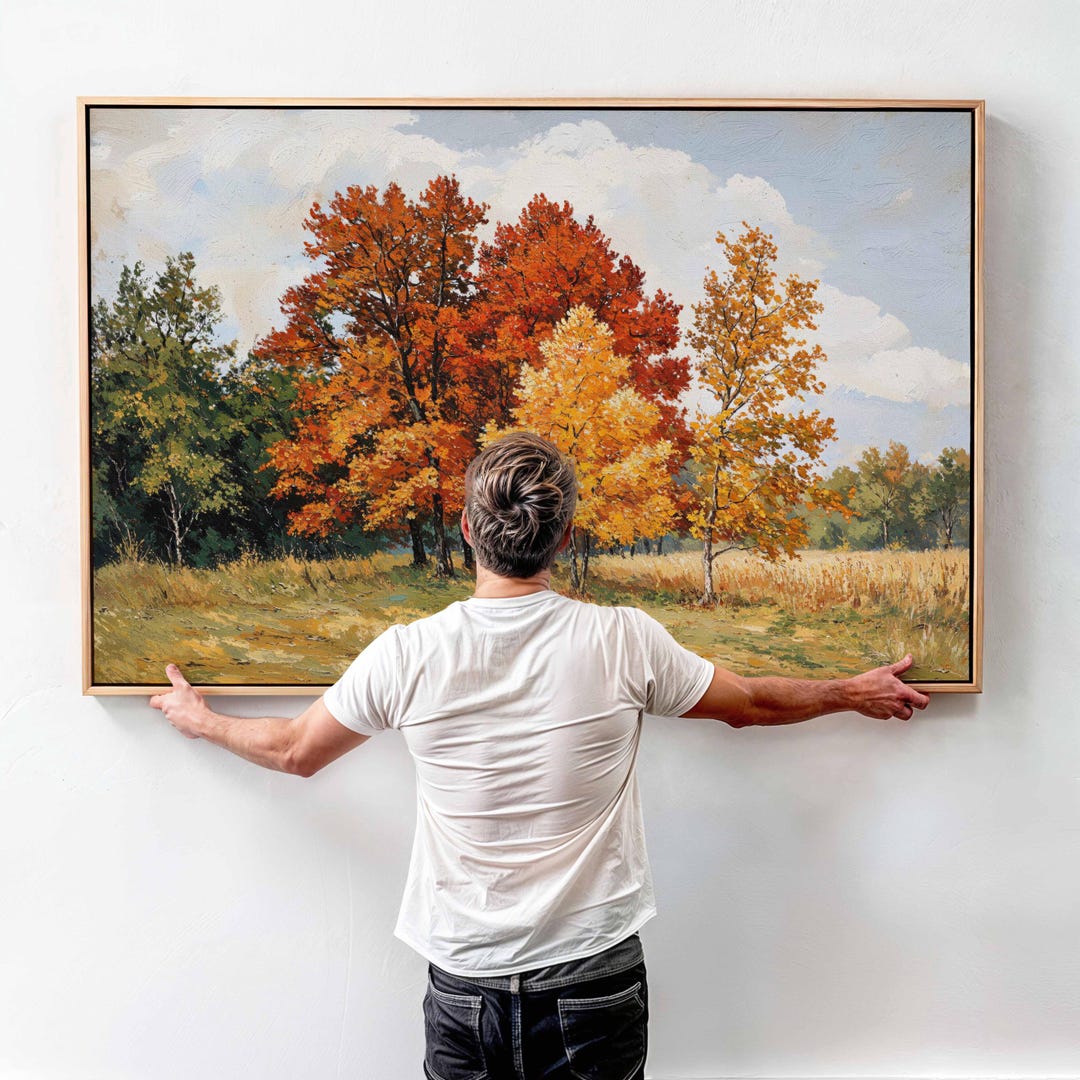 Vintage Autumn Landscape Wall Art Print - Fall Foliage Canvas - Rustic ...