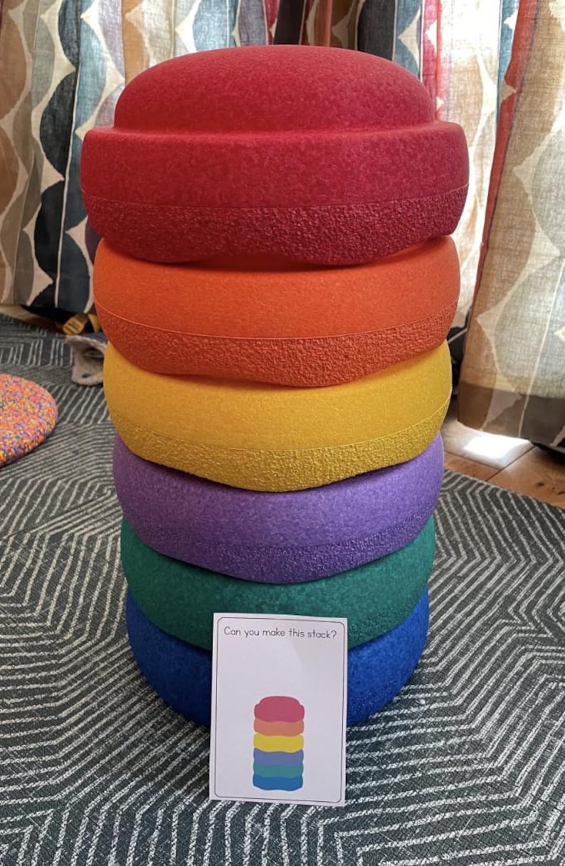 Rainbow Blocks Stacking Challenge Cards - Etsy