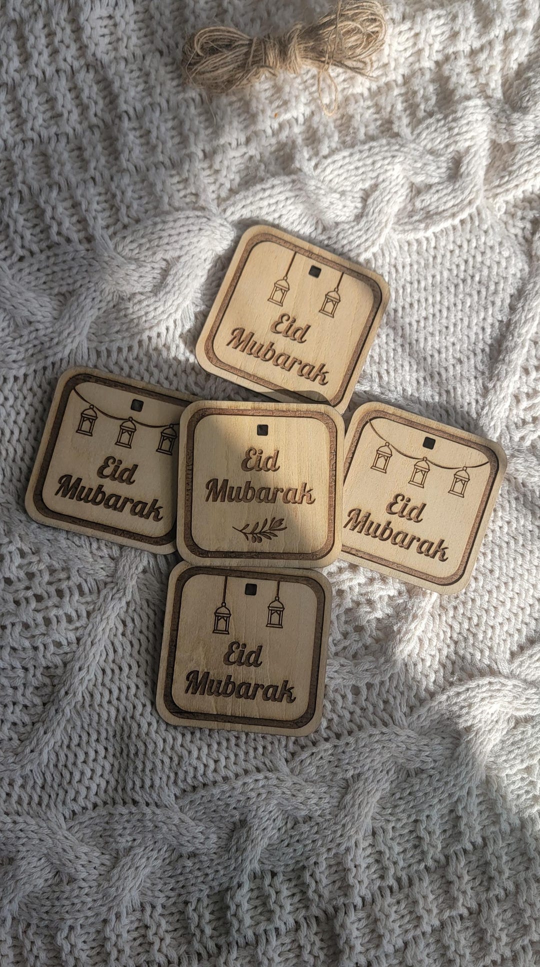 Eid Mubarak Wooden Gift Tag | Reusable Eid Decor | Engraved Wood Tags ...