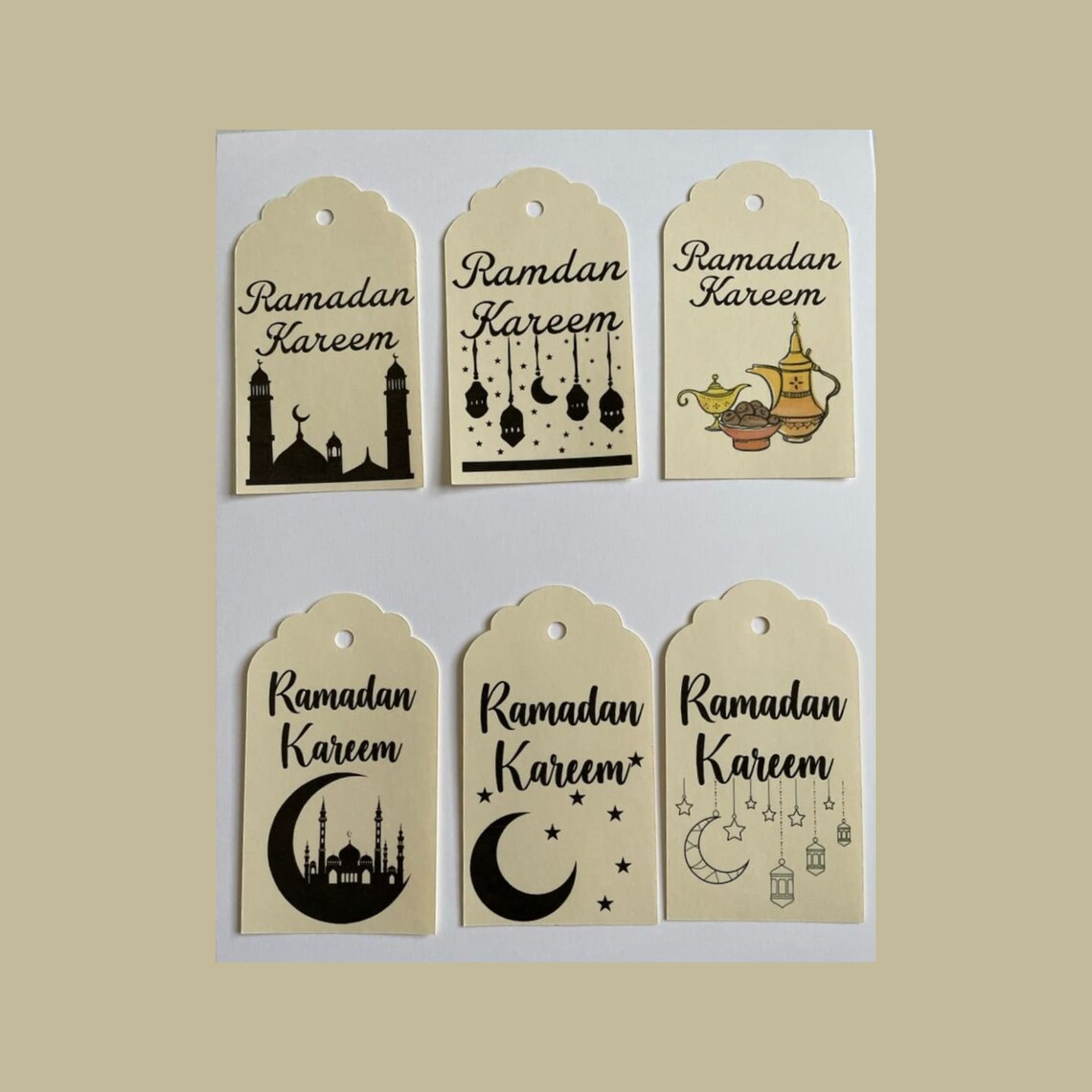 Set of 6-ramadan Kareem Tags, Ramadan Kareem Tags, Ramadan Gift Set ...