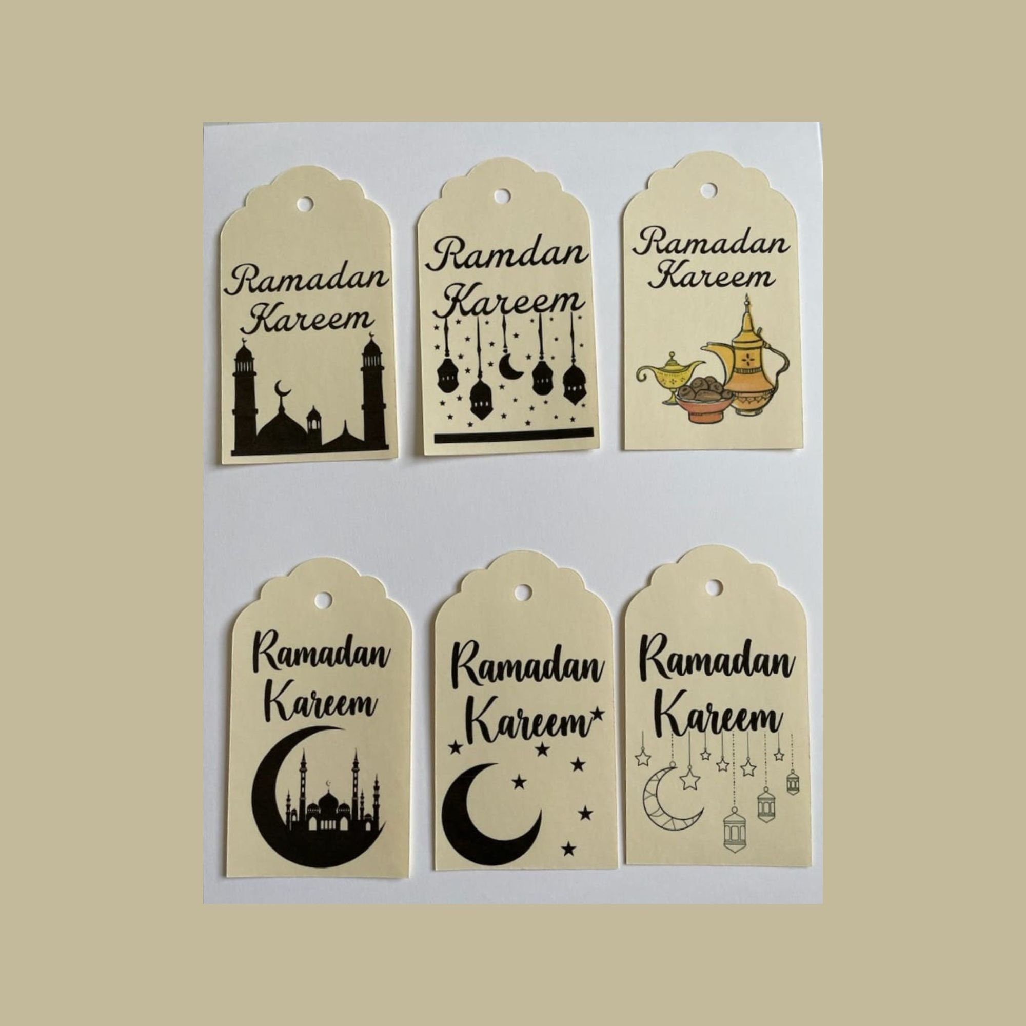 Set of 6-ramadan Kareem Tags, Ramadan Kareem Tags, Ramadan Gift Set ...