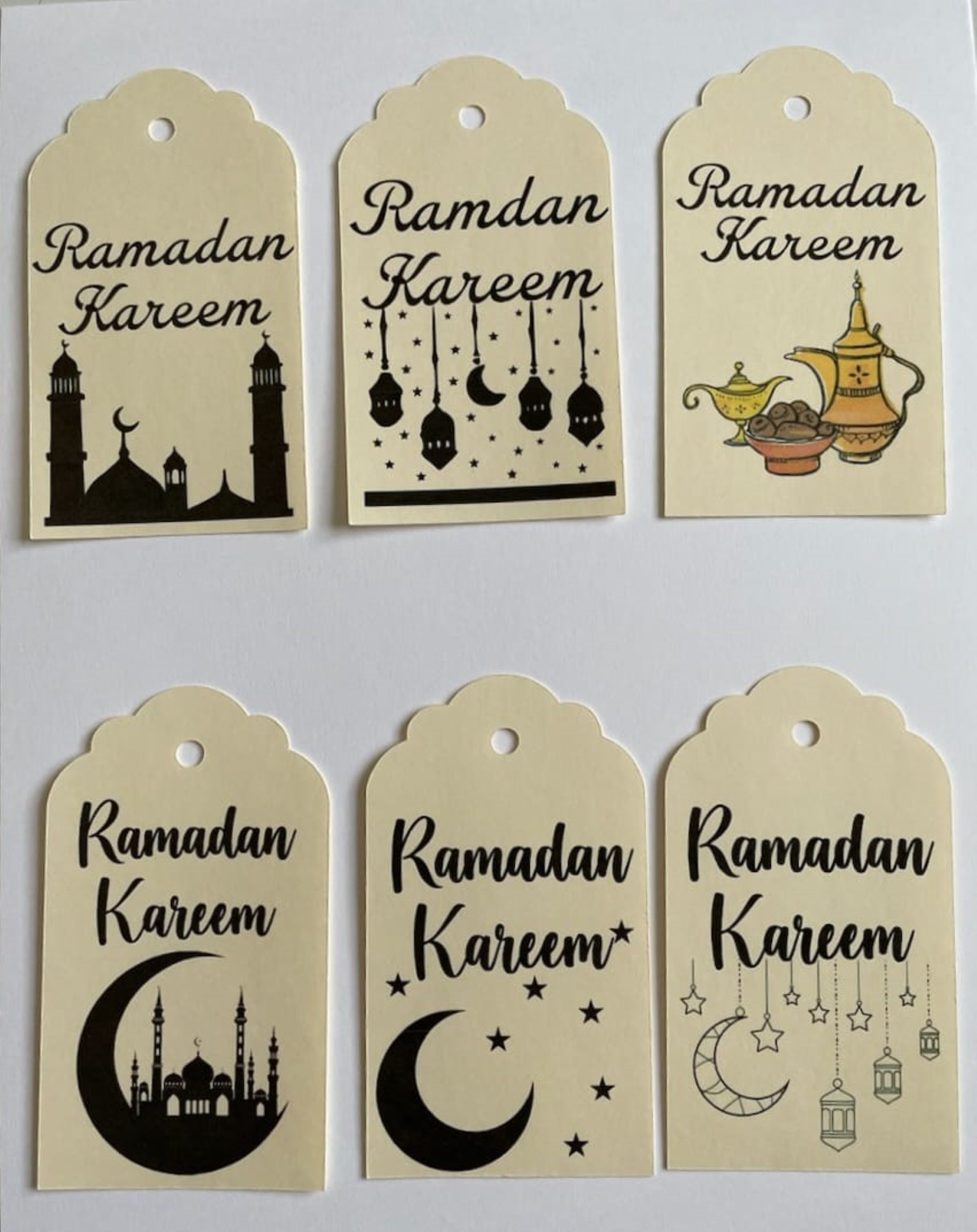 Set of 6-ramadan Kareem Tags, Ramadan Kareem Tags, Ramadan Gift Set ...