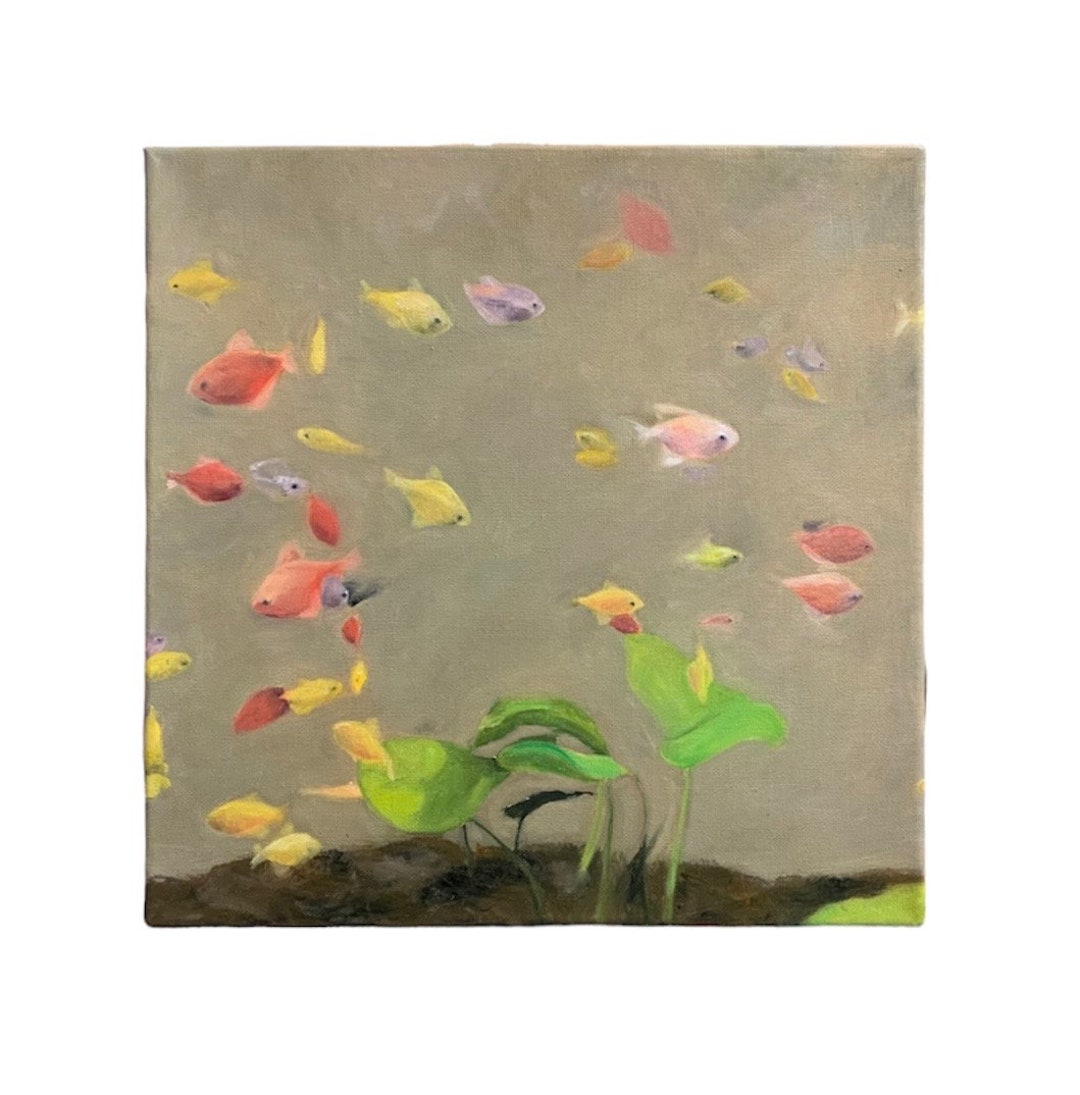 Glofishes. Print of Original Painting. 8”x8”. Glofish, Small Neon Fish ...