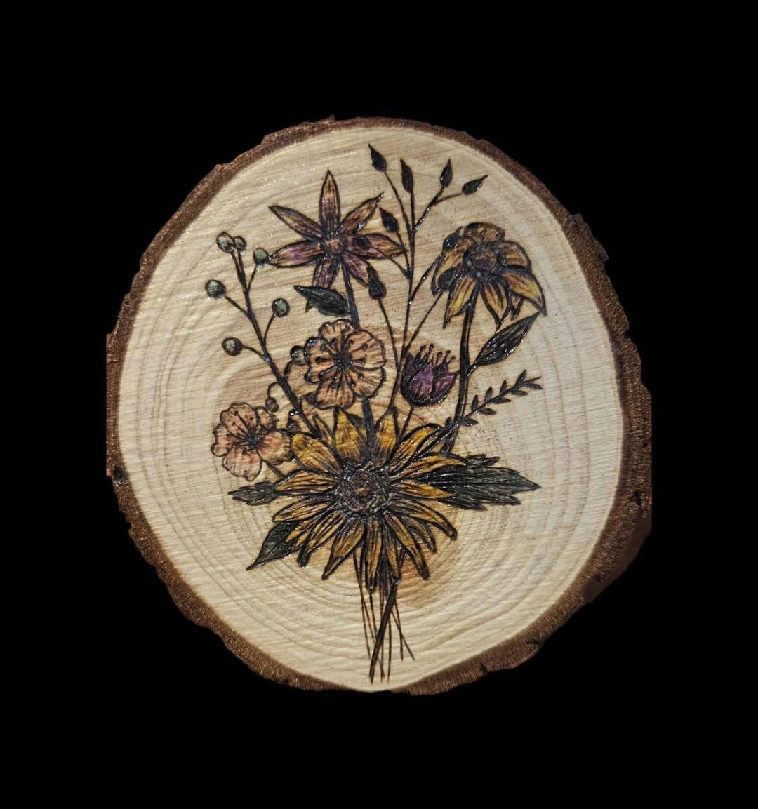 Woodburned Live Edge Coasters - Etsy