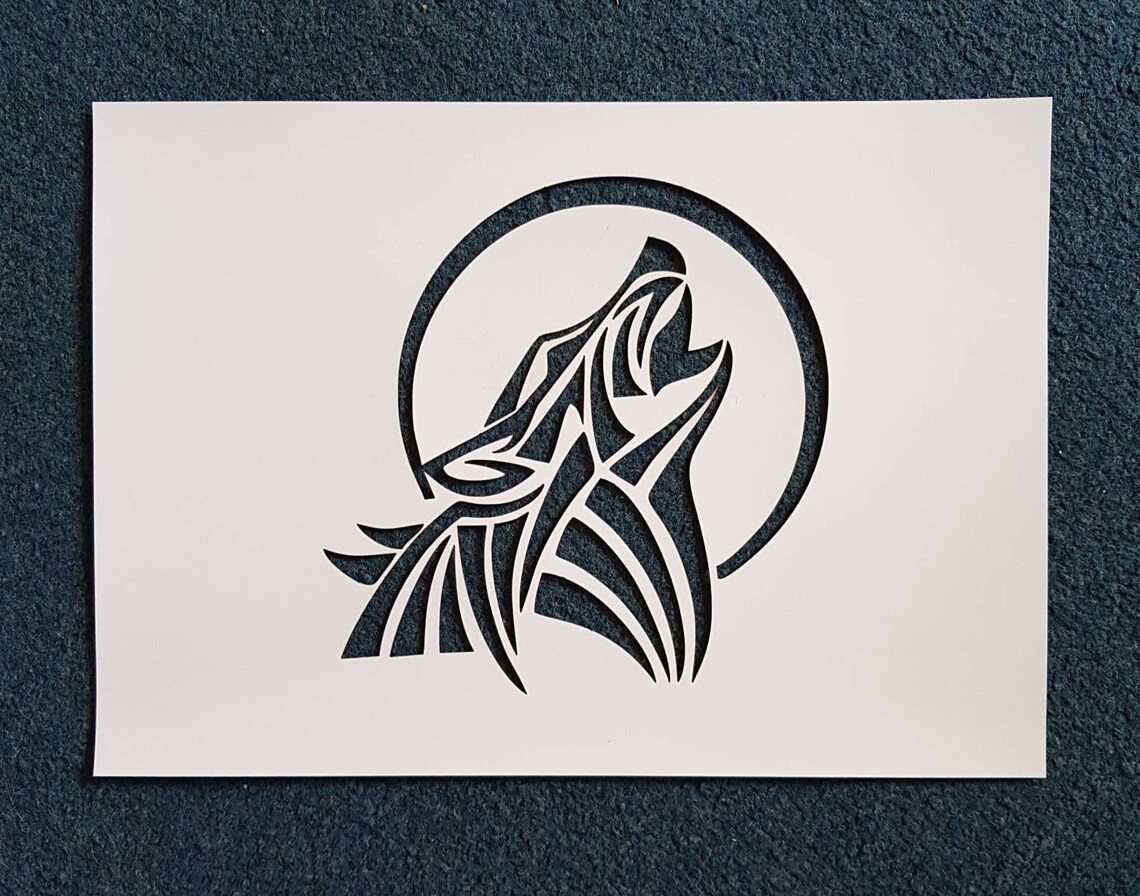 A4 Tribal Wolf Stencil Laser Cut From Mylar | Etsy