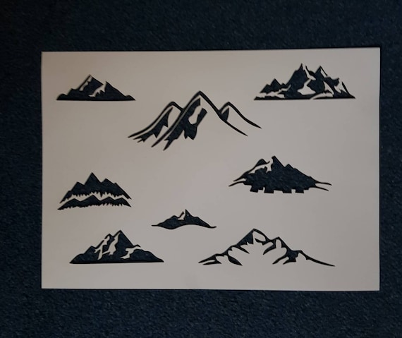 A4 Mountain stencil set laser cut from mylar | Etsy
