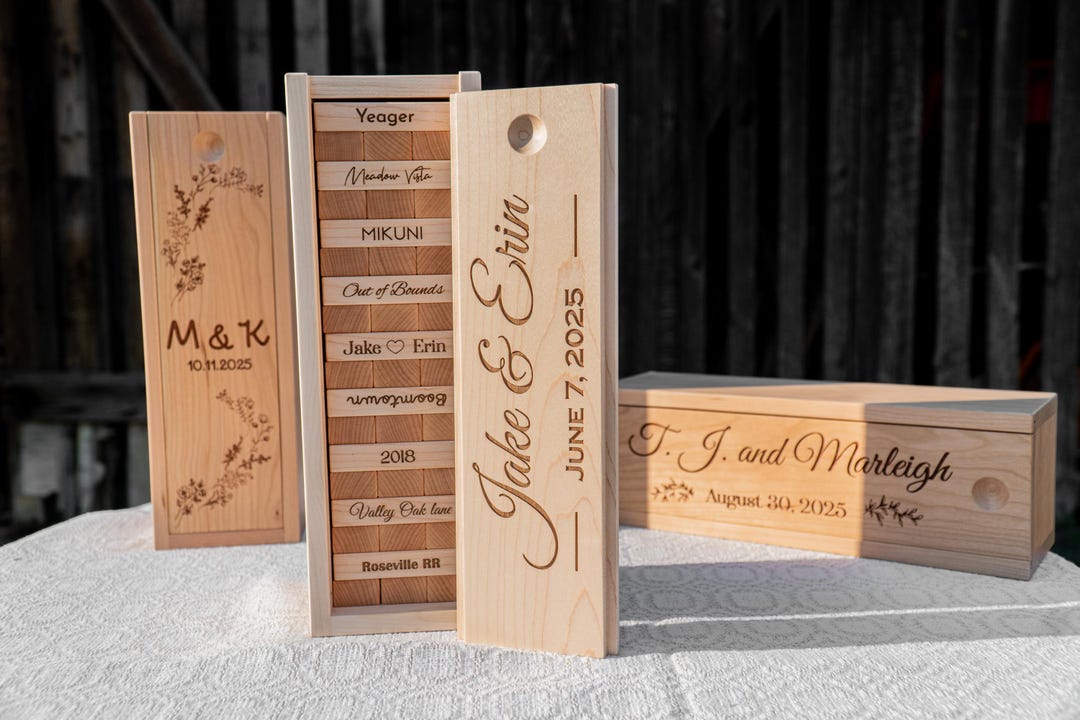 Engraved Tumbling Blocks Wedding Guest Book Alternative – 5th ...