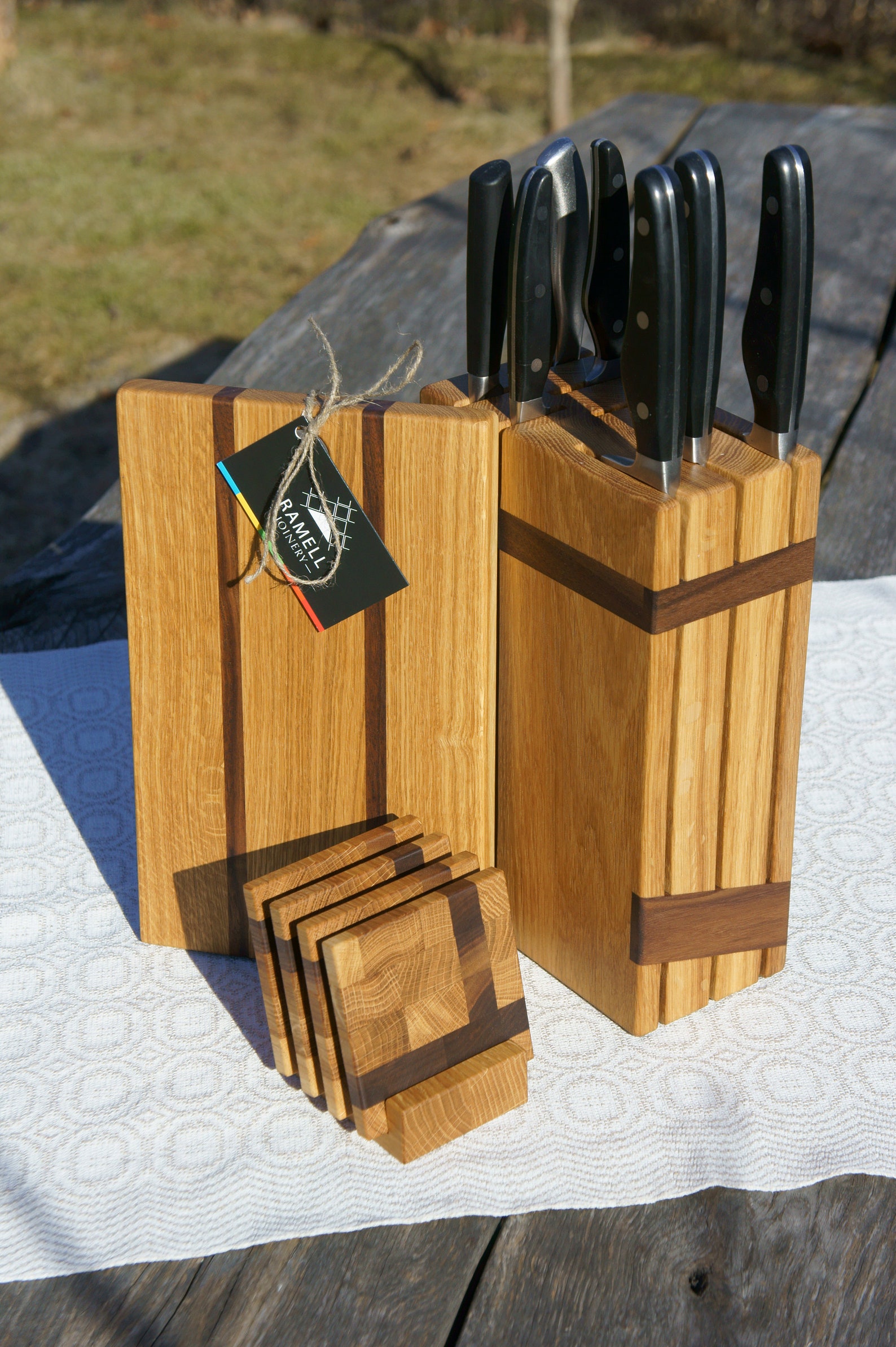 Oak Kitchen set Walnut Knife Block Walnut Cutting board | Etsy