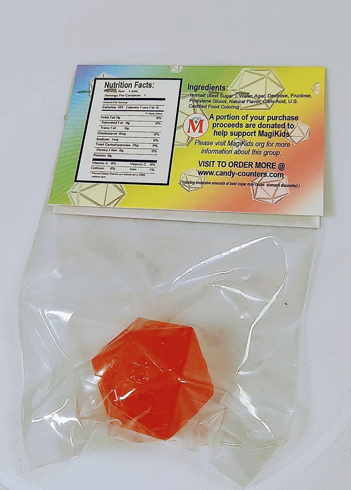 Orange Cream D20 SPINDOWN Isomalt Dice, Tabletop Gaming, Diabetic Hard ...