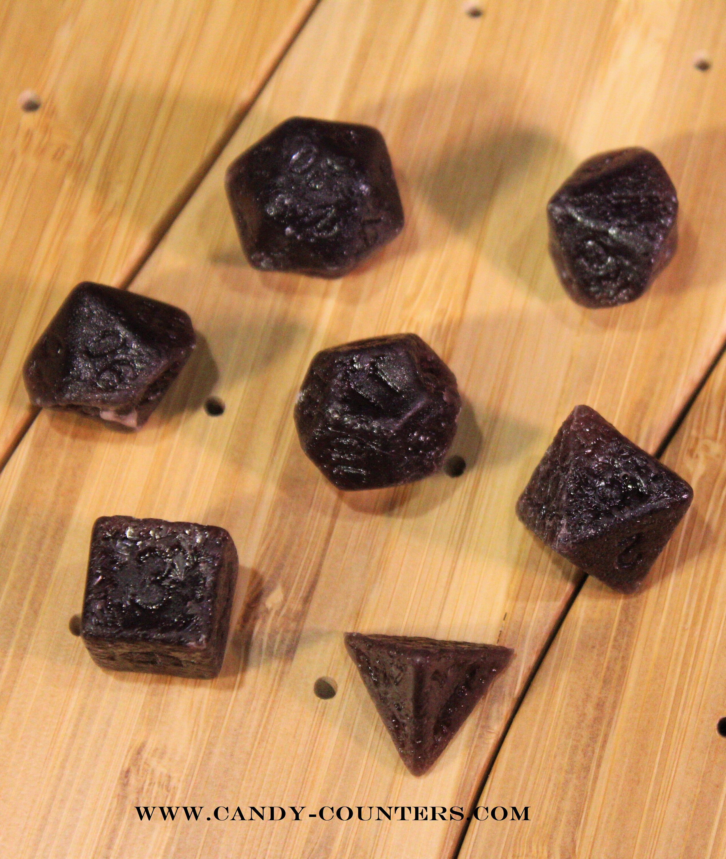 Black Cherry Candy Dice, Kohakutou Gummies, Polyhedral Dice Set for ...