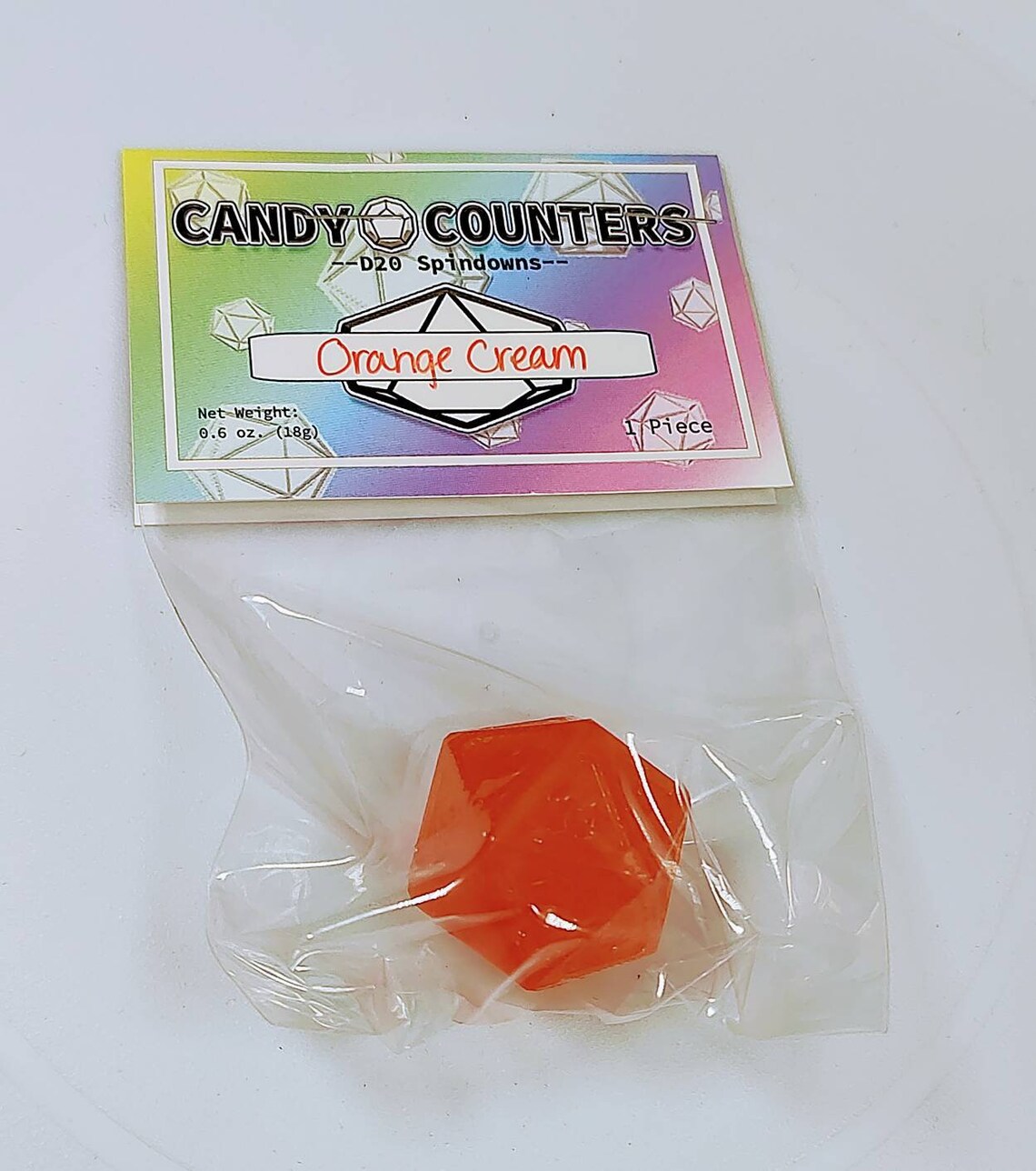 Orange Cream D20 SPINDOWN Isomalt Dice, Tabletop Gaming, Diabetic Hard ...