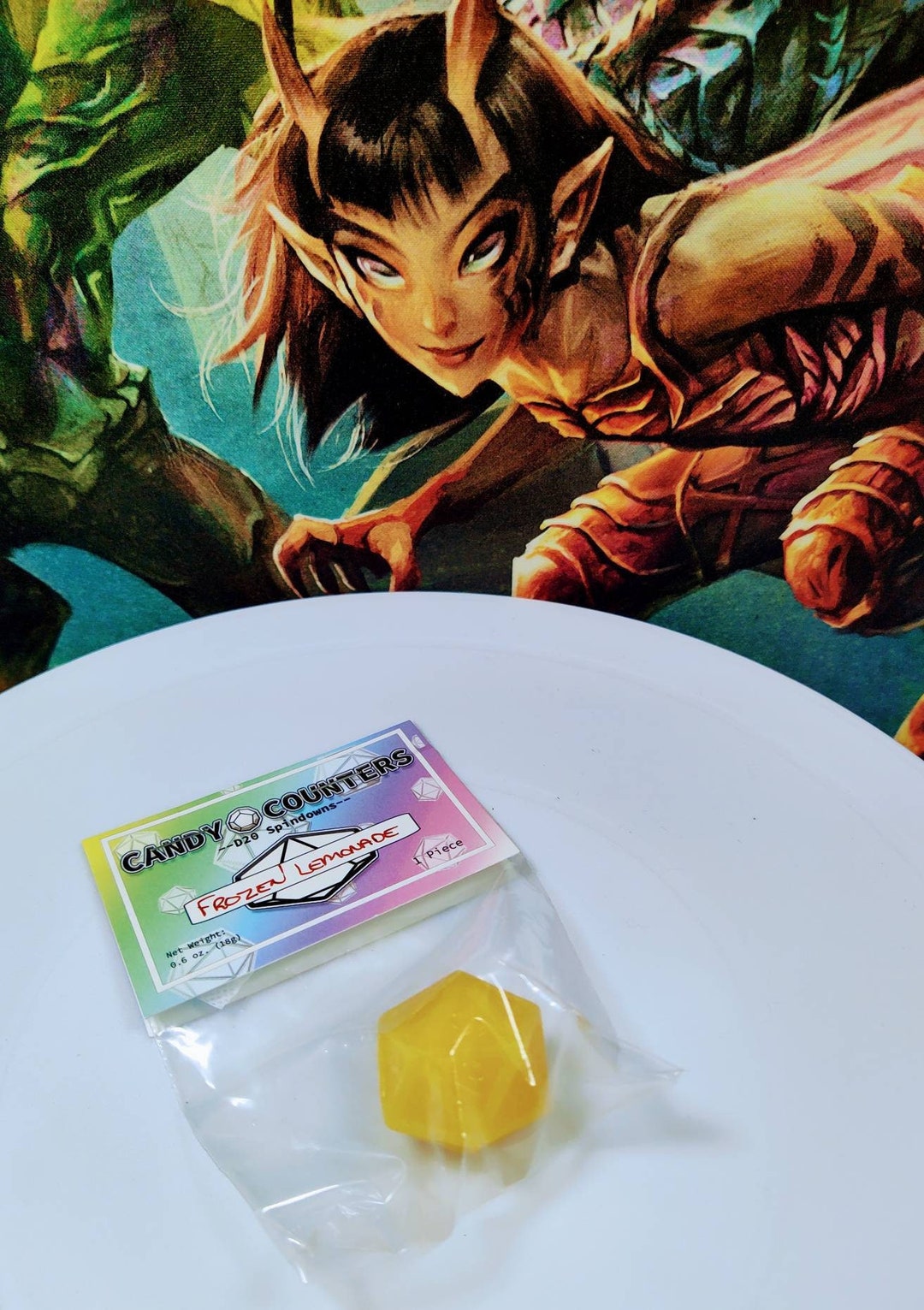 Frozen Lemonade D20 SPINDOWN Diabetic Dice, Polyhedral Candy Tabletop ...
