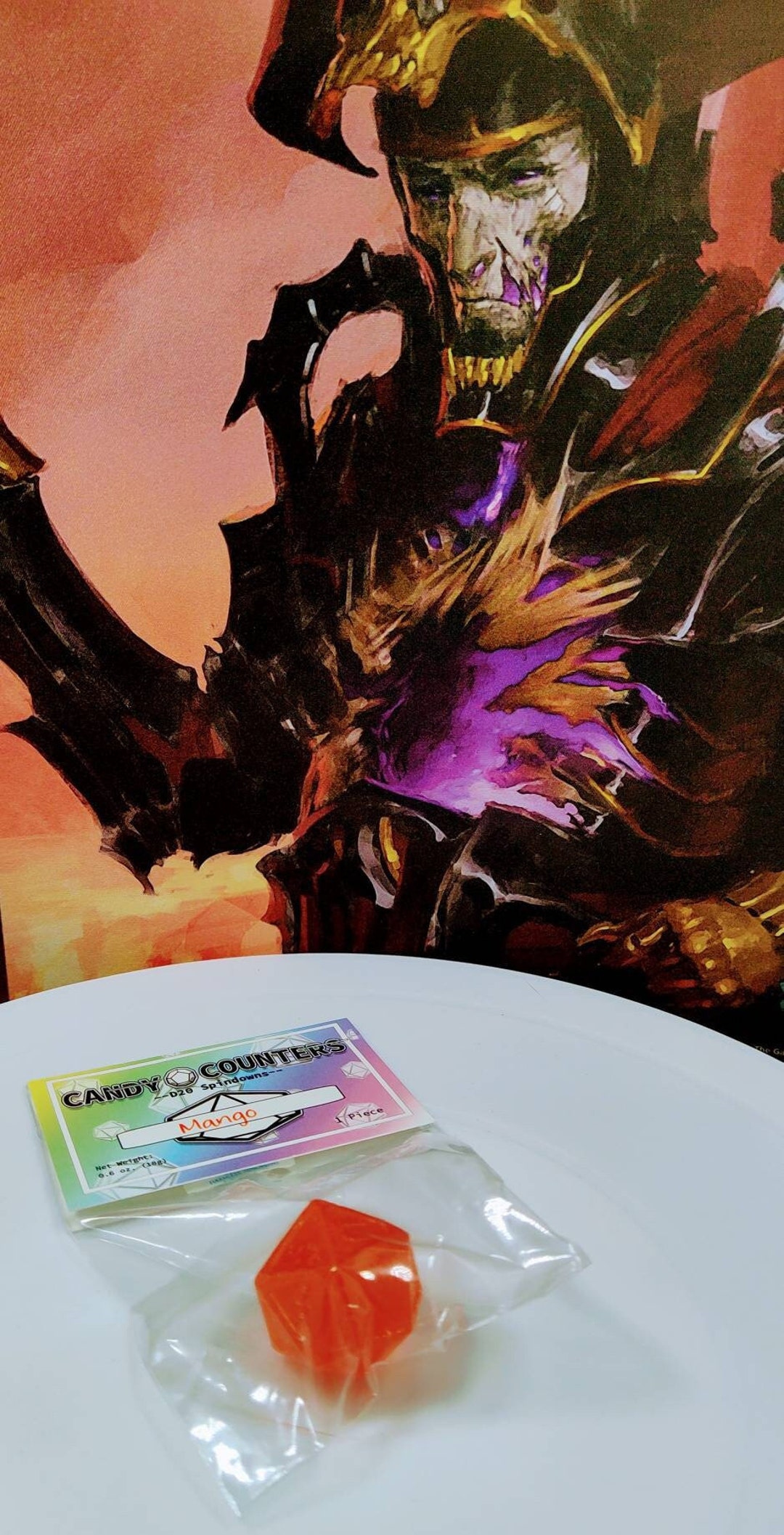 Mango D20 SPINDOWN Diabetic Hard Candy Dice, Polyhedral Candy Tabletop ...