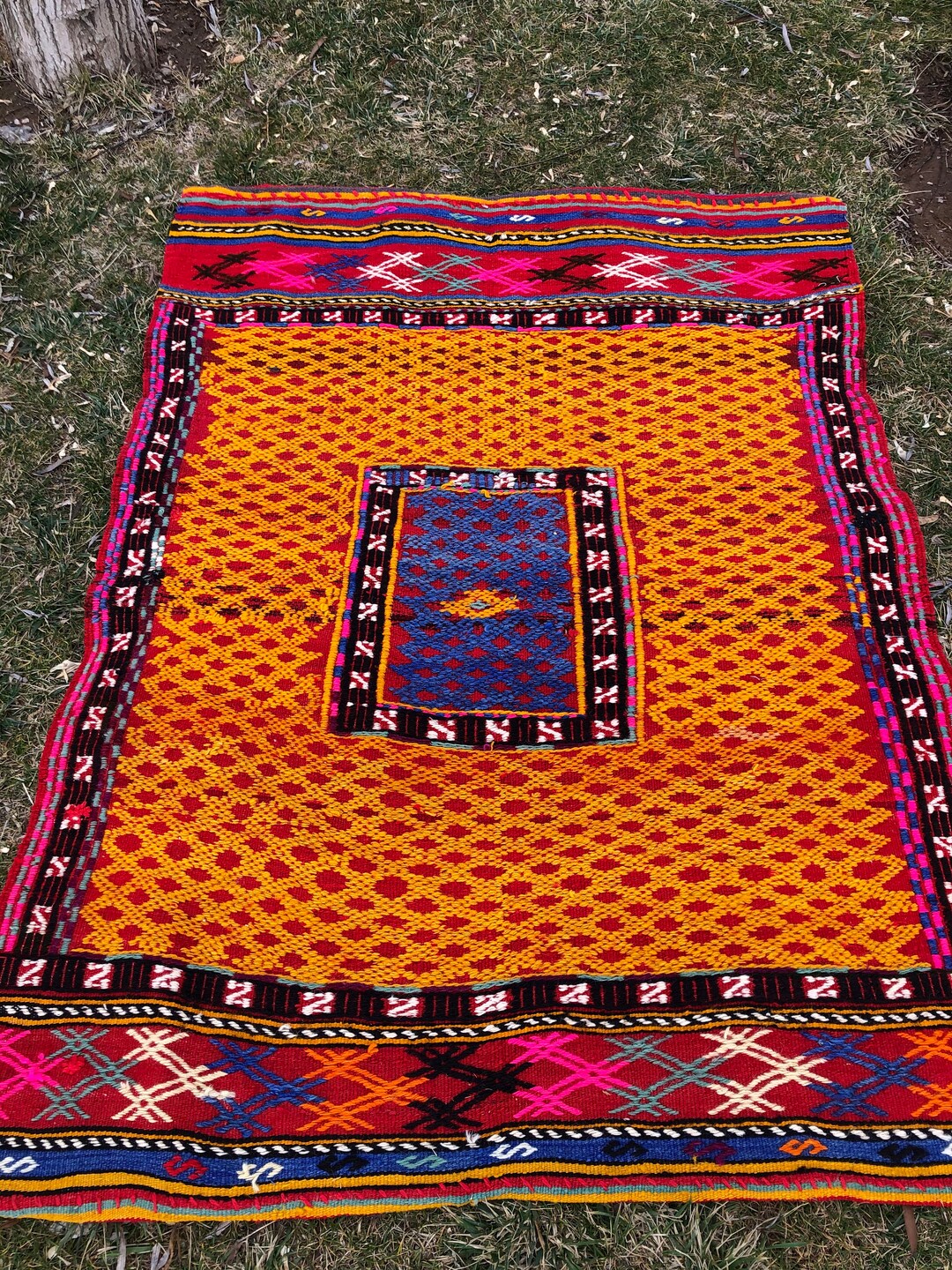 Yellow and Pink Turkish Kilim 3''5x4''6 Feet - Etsy