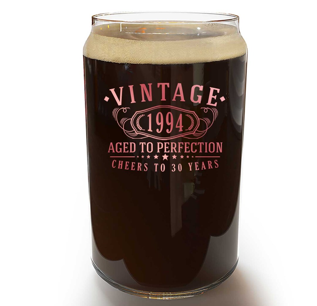 Vintage 1994 Rose Gold 16oz Beer Can Glass 30th Birthday Aged to ...
