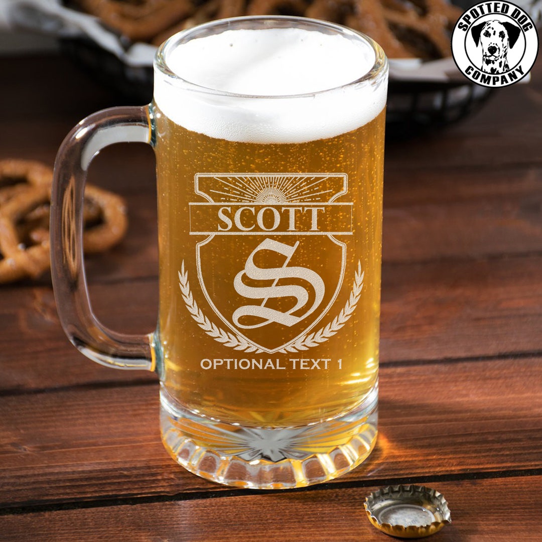 Personalized Etched Monogram 16oz Beer Mug-groomsman Gift-birthday ...