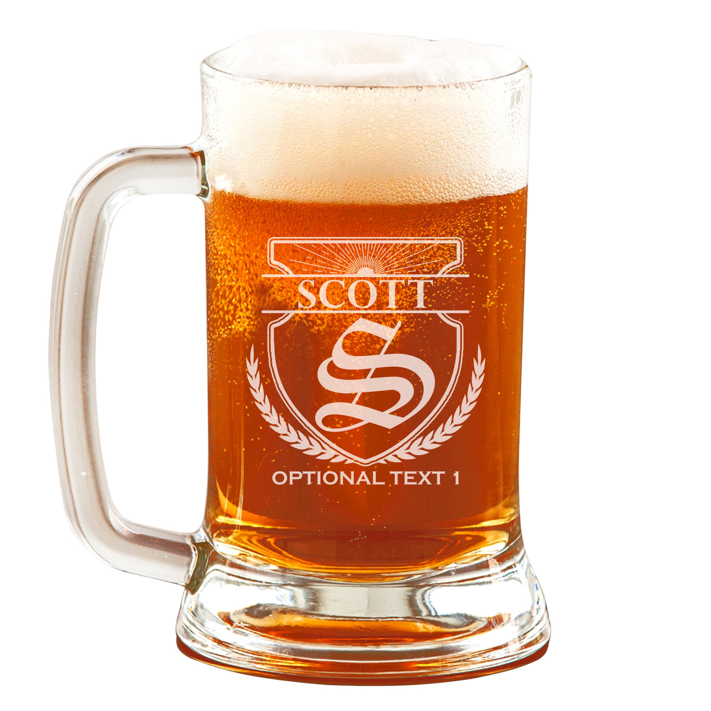 Personalized Etched Monogram 16oz Beer Mug / Beer Glass / | Etsy