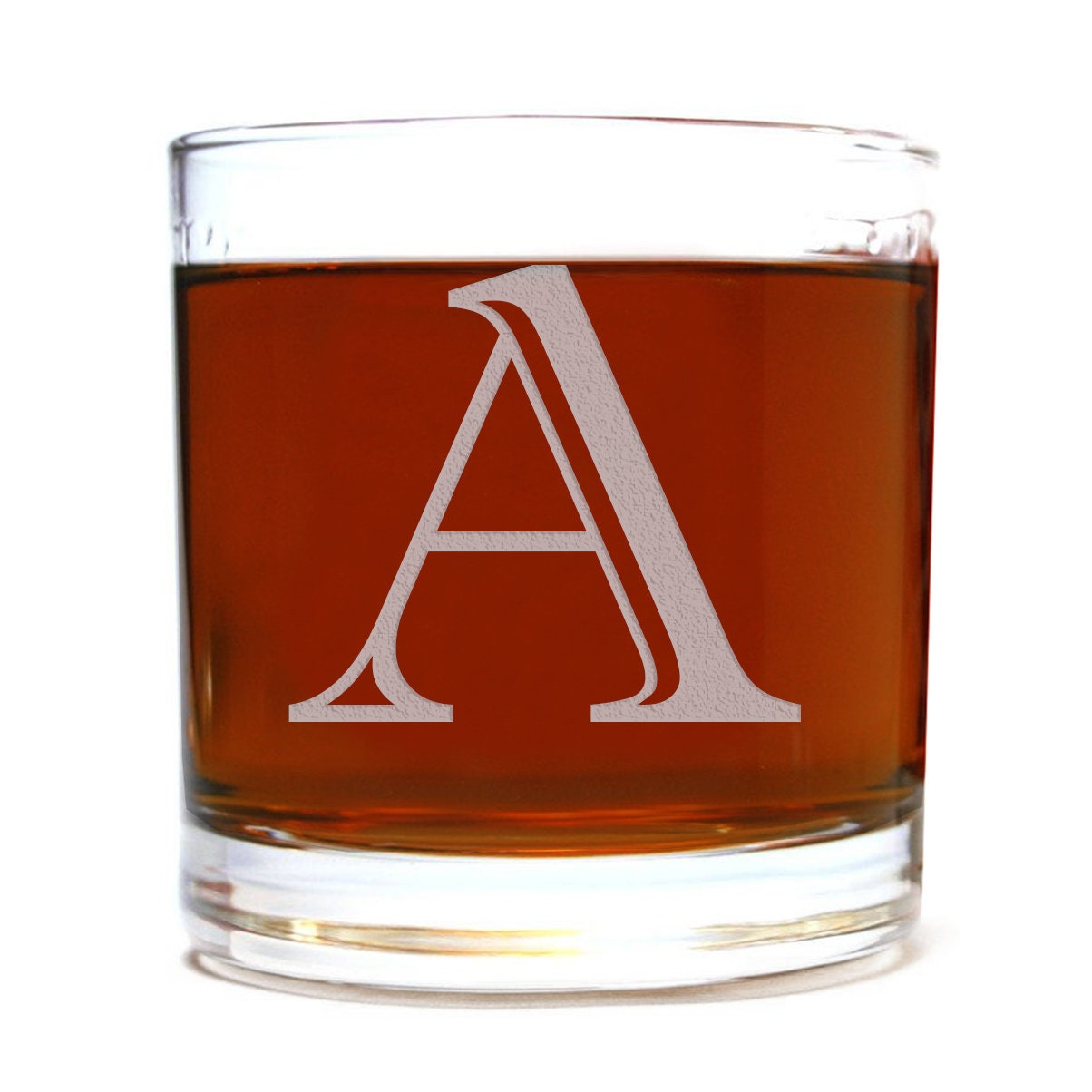 Monogram Etched Letters A-Z 10oz Whiskey Rocks Glass bourbon - Etsy