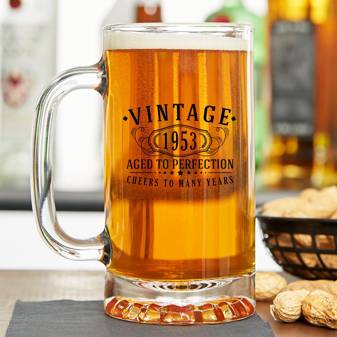Vintage 1953 Printed 16oz Glass Beer Mug 71st Birthday Aged to ...