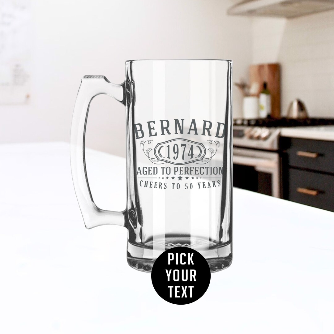 Personalized Etched 25oz Beer Mug-birthday Gift-gifts for Him-gifts for ...