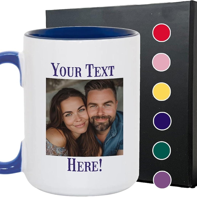 Custom Mug Text Blue - Etsy