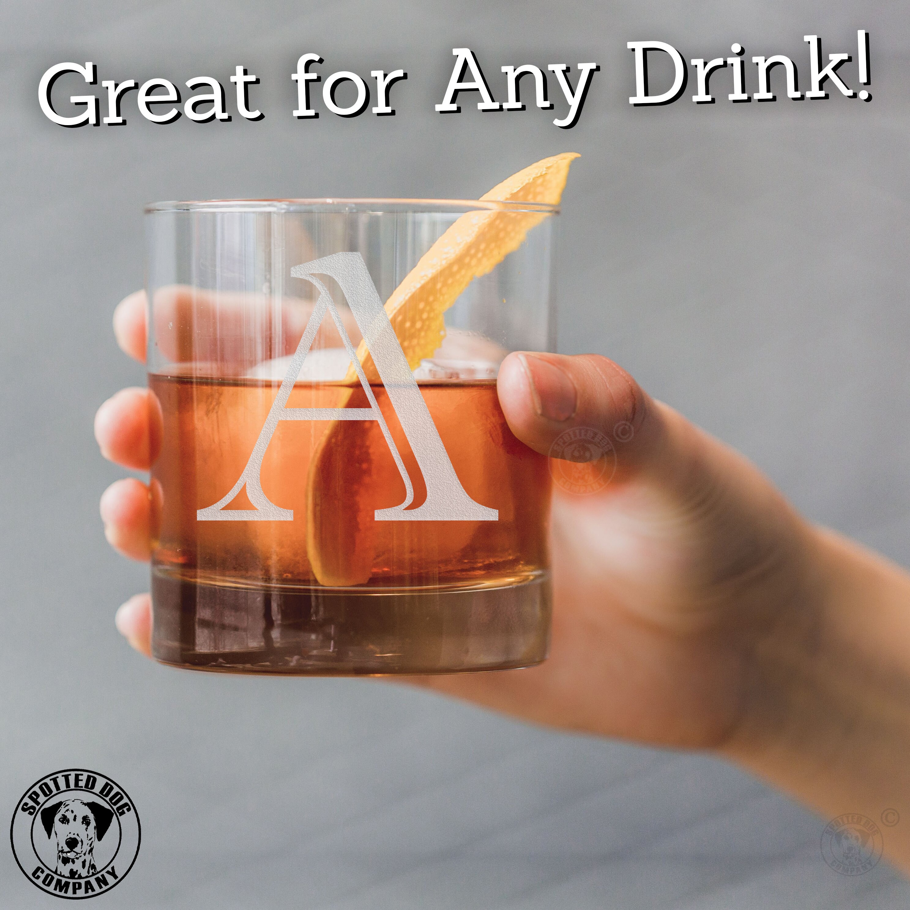 Monogram Etched Letters A-Z 10oz Whiskey Rocks Glass bourbon - Etsy