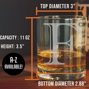 Monogram Etched Letters A-Z 10oz Whiskey Rocks Glass |bourbon Scotch ...