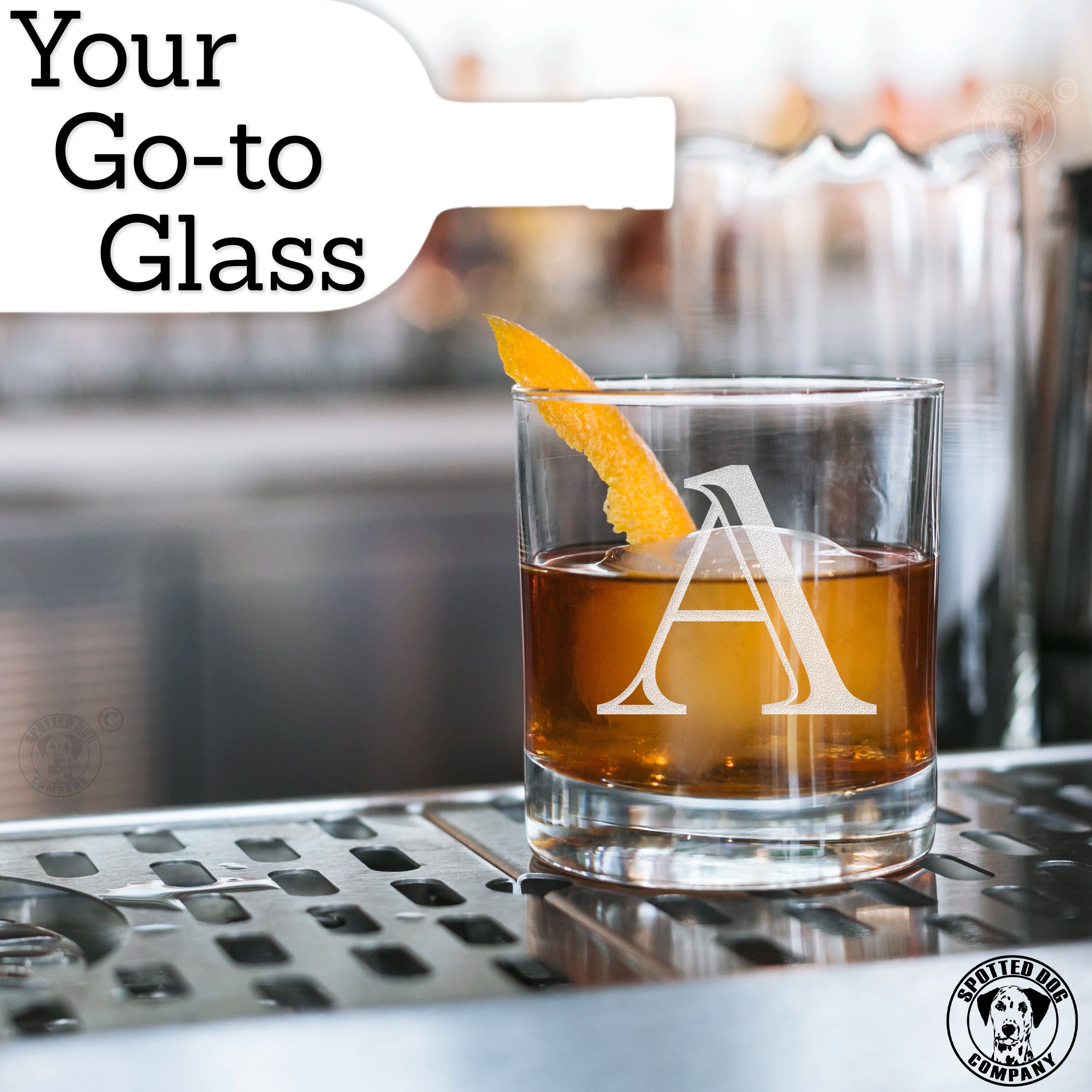 Monogram Etched Letters A-Z 10oz Whiskey Rocks Glass bourbon - Etsy