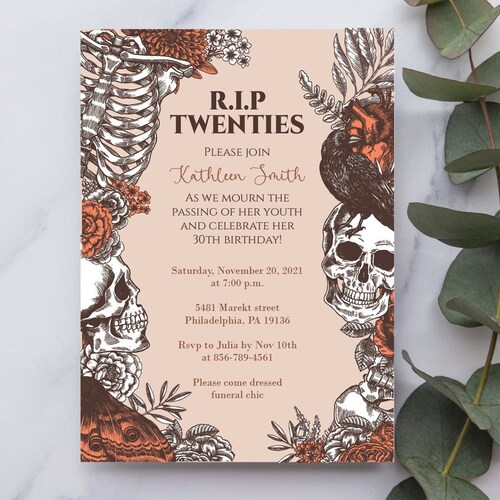 RIP Youth Invitation Editable Template RIP 20s Death to My - Etsy
