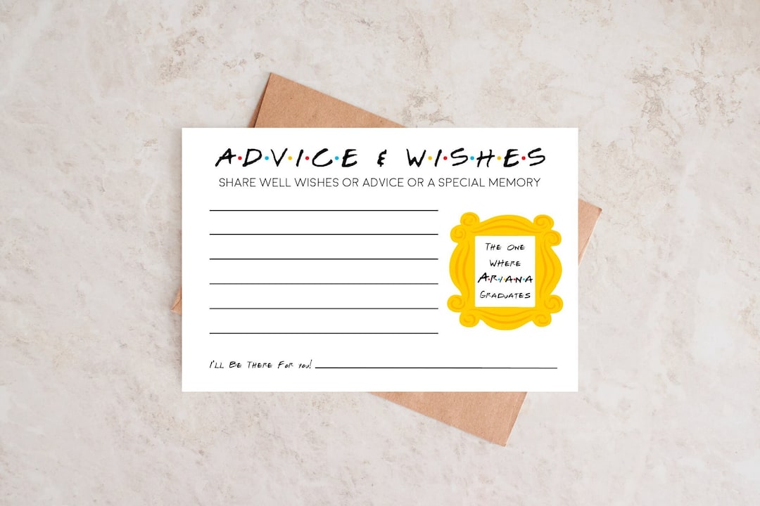 Friends Advice Card - Graduation Party - Made to Order - Etsy