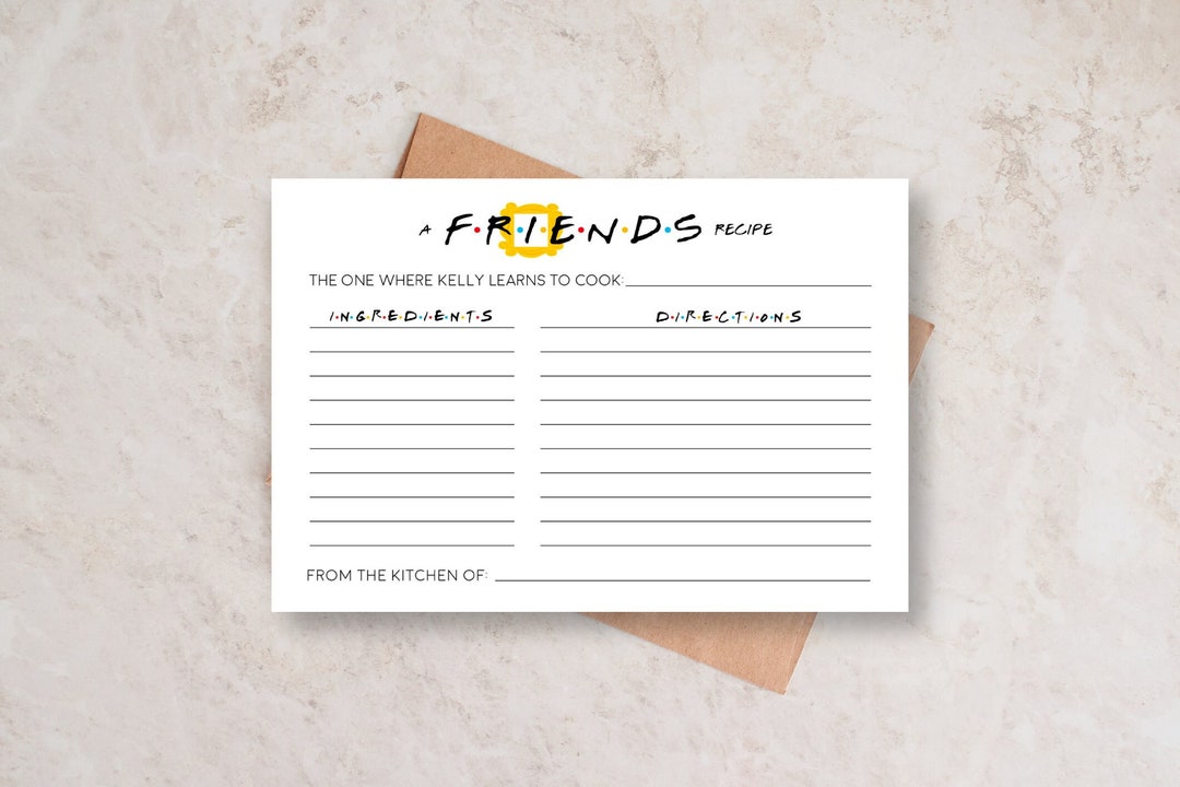 Friends Recipe Card - Made to Order - Etsy
