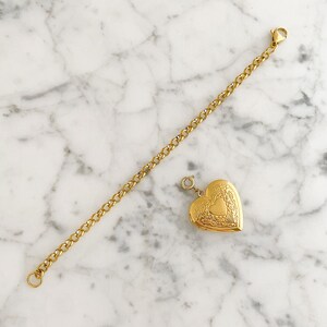 Etched Gold Heart Locket Bracelet • Gold Plated Steel Silver Locket and ...