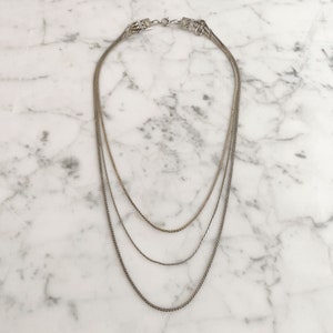 Vintage Silver Snake Chain Triple Strand Necklace, Wear 1, 2 or 3 ...