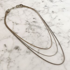 Vintage Silver Snake Chain Triple Strand Necklace, Wear 1, 2 or 3 ...