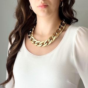 Chunky Gold Chain Necklace, Super Lightweight Gold Plated Plastic Chain ...
