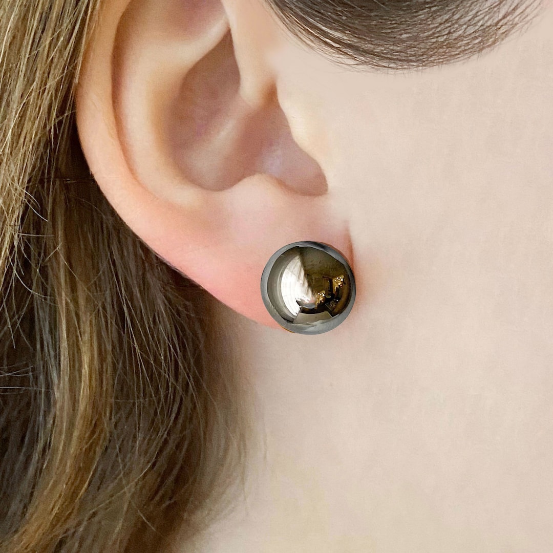 Smooth Hematite Studs Hematite Earrings S414-DH - Etsy