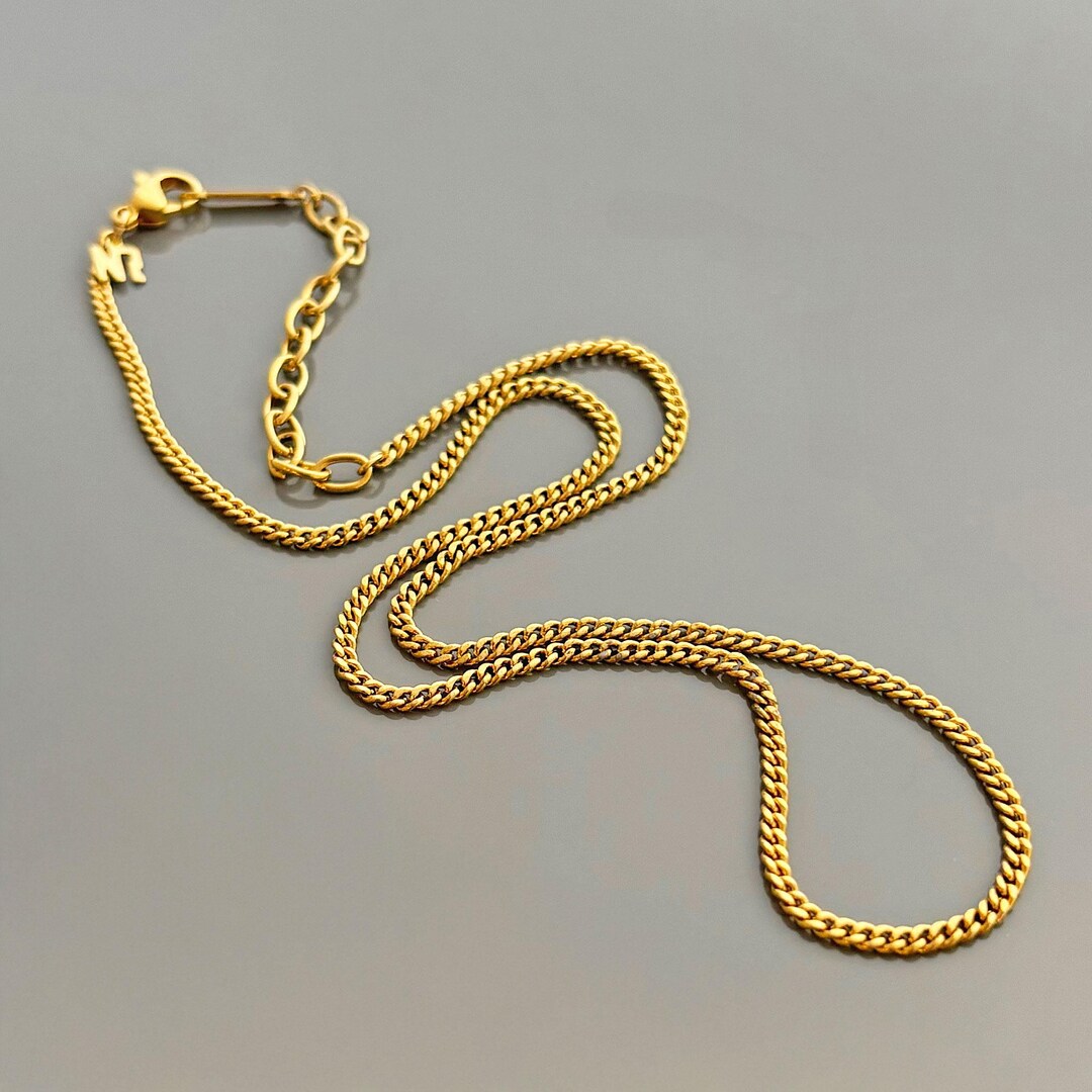 Vintage Nina Ricci Gold Tone Chain Necklace, Simple Gold Curb Chain ...