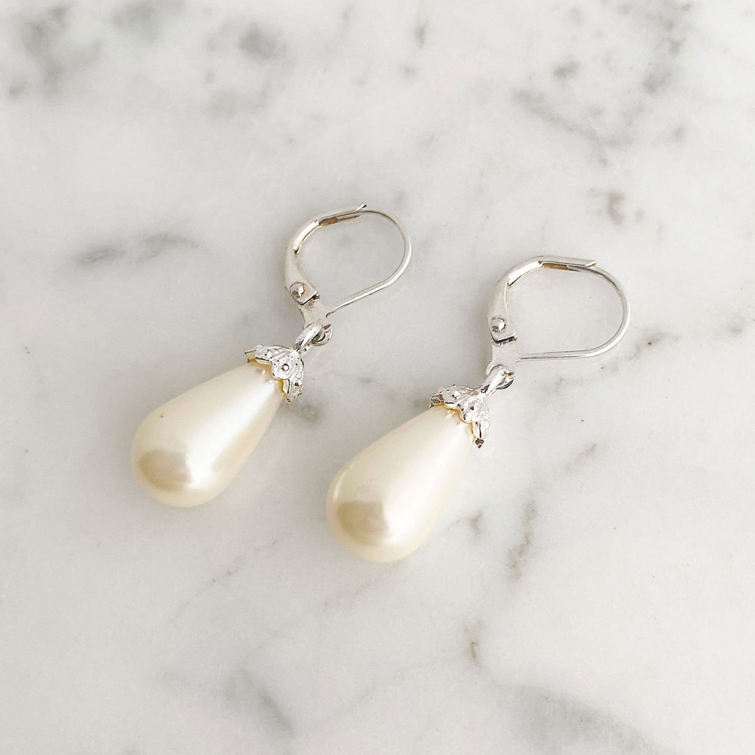 Vintage Drop Pearl Earrings, Teardrop Pearl Earrings, Wedding Jewelry ...